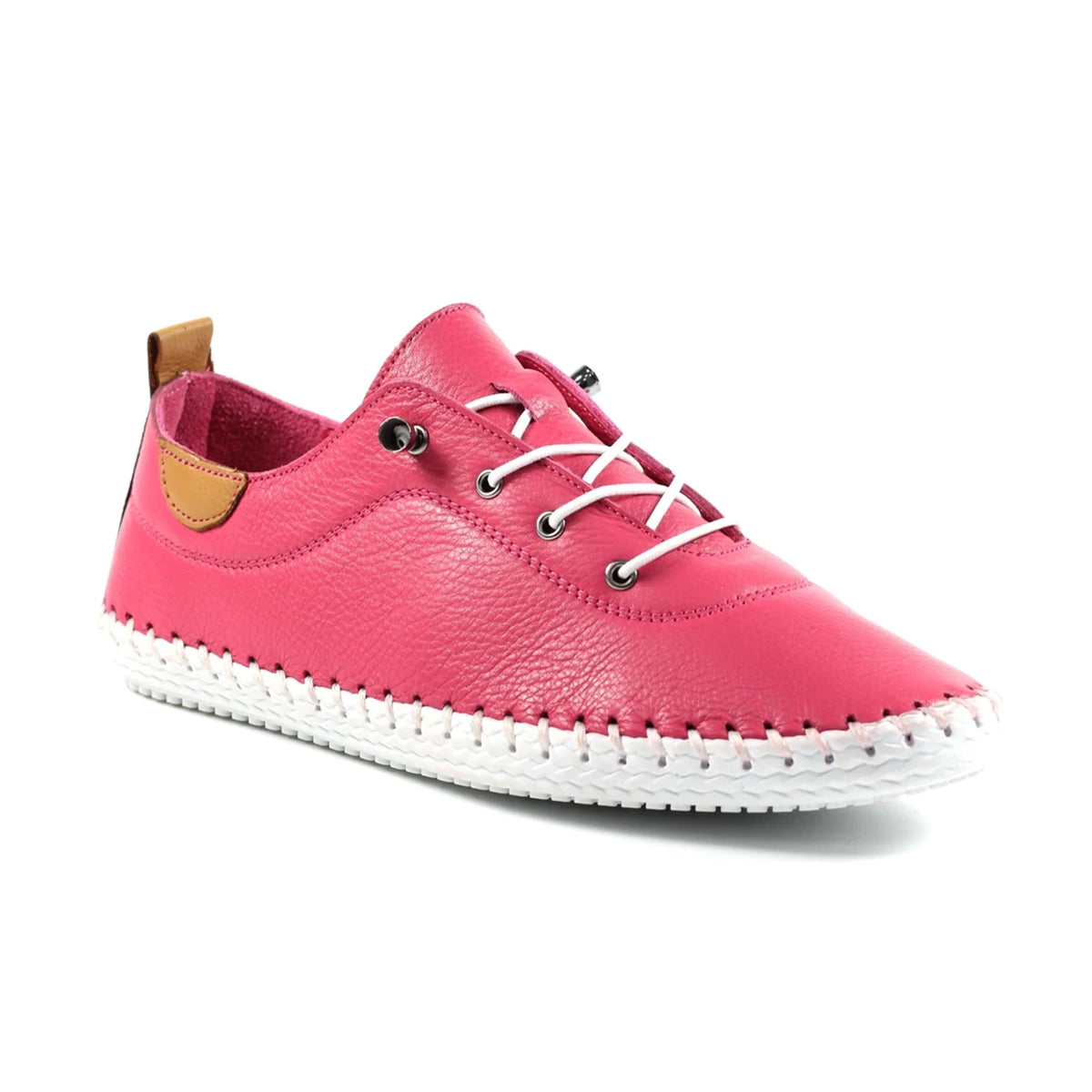Lunar | St Ives Leather Plimsoll | Raspberry – Just Shoes Whitstable